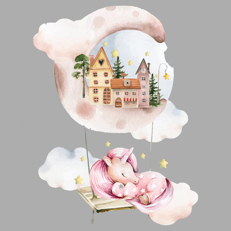 قیمت و خرید استیکر پارچه و لباس مدل dtf طرح یونیکورن کد H15.495 مجموعه 4 عددی