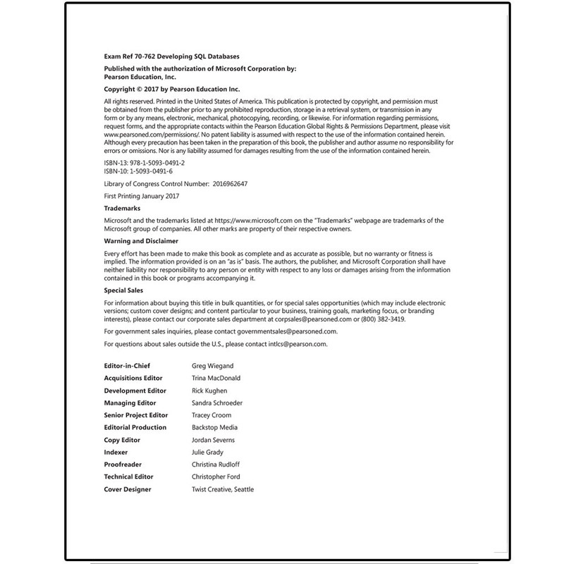 قیمت و خرید کتاب Developing SQL Databases Exam Ref 70-762 اثر Louis Davidson انتشارات رایان کاویان