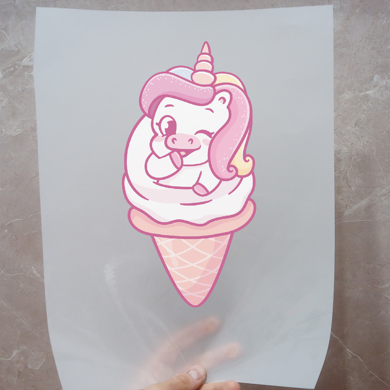 قیمت و خرید استیکر پارچه و لباس مدل dtf طرح یونیکورن کد H15.959 مجموعه 4 عددی