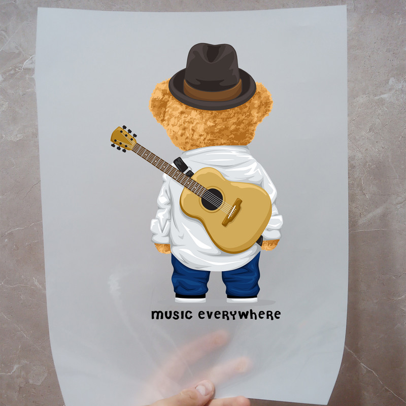 قیمت و خرید استیکر پارچه و لباس مدل dtf طرح تدی کد H20.50 مجموعه 3 عددی