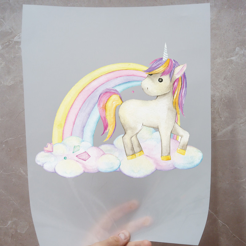 قیمت و خرید استیکر پارچه و لباس مدل dtf طرح یونیکورن کد H15.503 مجموعه 4 عددی