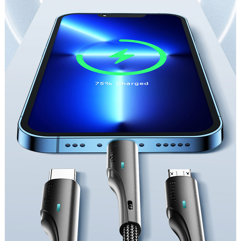 قیمت و خرید کابل تبدیل Usb به لایتنینگ Microusb Usb C اساگر مدل Ls01