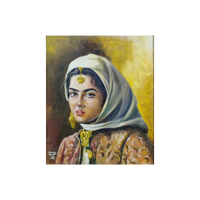 قیمت و خرید تابلو نقاشی رنگ روغن طرح دختر روستایی