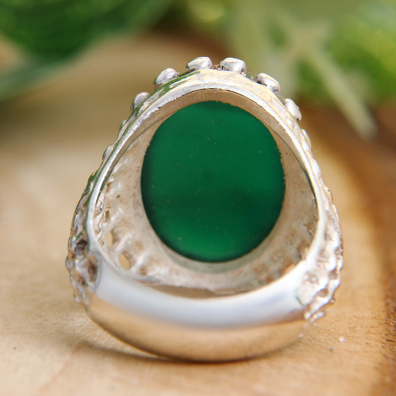 مشخصات، قیمت و خرید انگشتر نقره مردانه بازرگانی میلادی مدل عقیق سبز ...