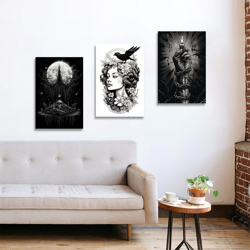 قیمت و خرید تابلو شاسی بکلیت طرح شمع و مشت مدل SH-1187 مجموعه 3 عددی