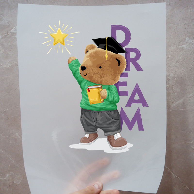 قیمت و خرید استیکر پارچه و لباس مدل dtf طرح تدی کد H15.18 مجموعه 4 عددی