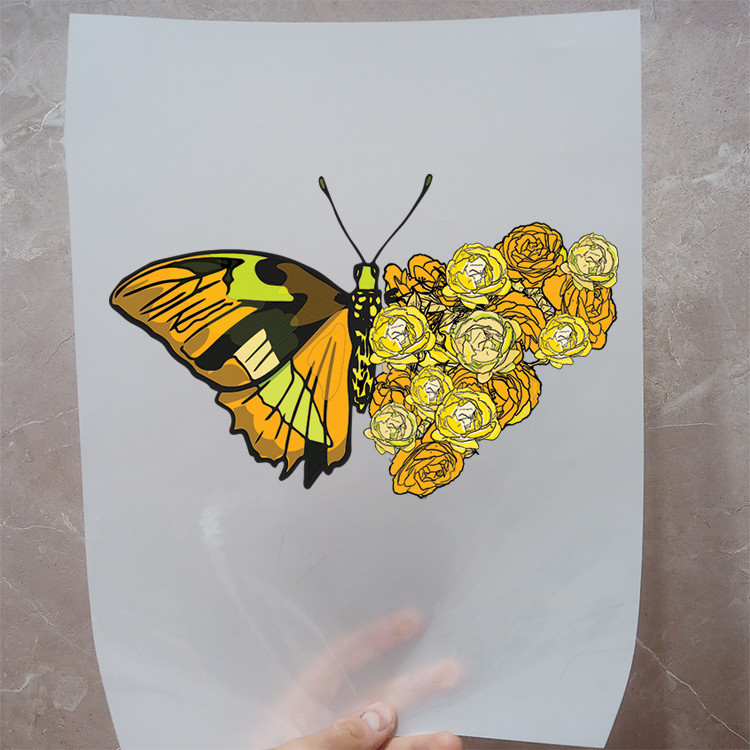 قیمت و خرید استیکر پارچه و لباس مدل دی تی اف طرح پروانه گل کد H20.198 مجموعه 3 عددی