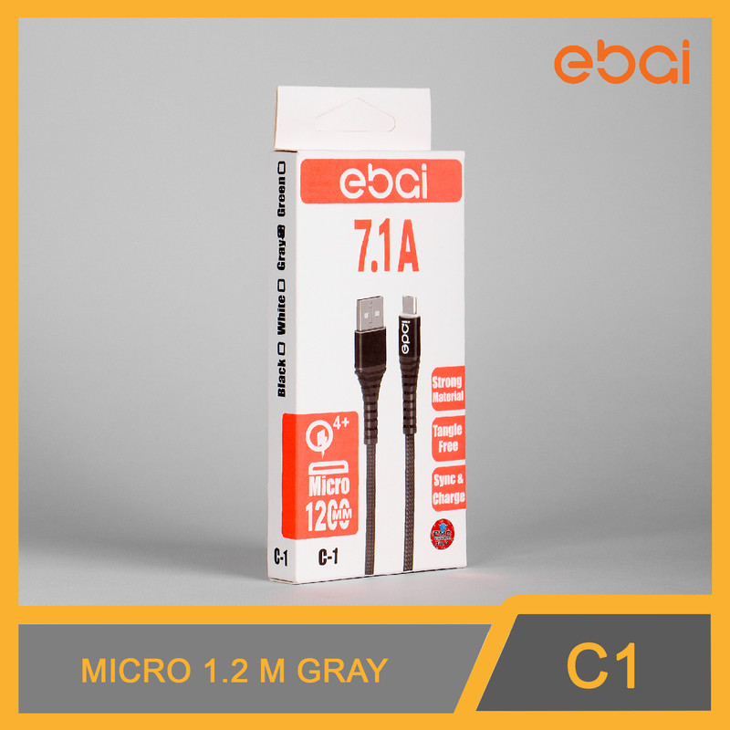 قیمت و خرید کابل تبدیل USB به MICRO USB ایبای مدل C1 طول 1.2 متر