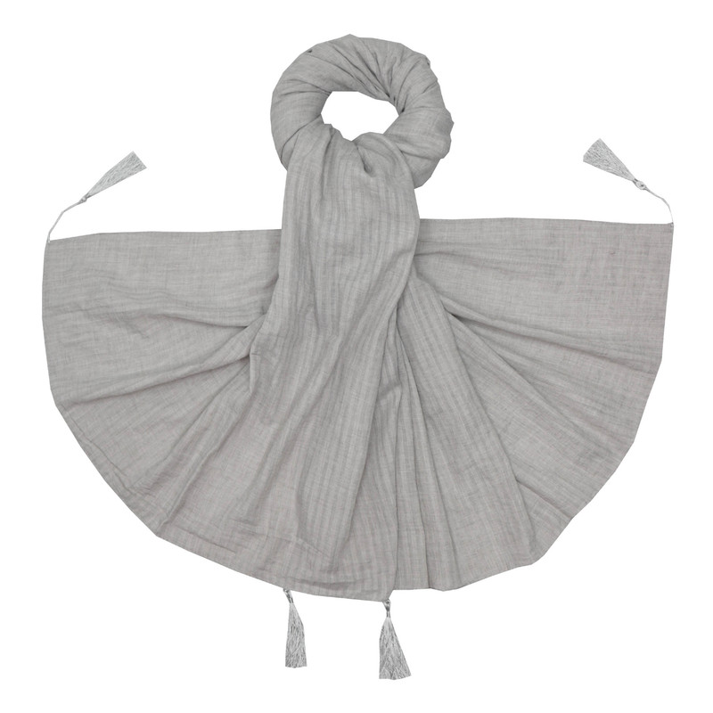 قیمت و خرید شال زنانه مدل نخ کتان ساده پاییزه منگوله دار کد 0000025