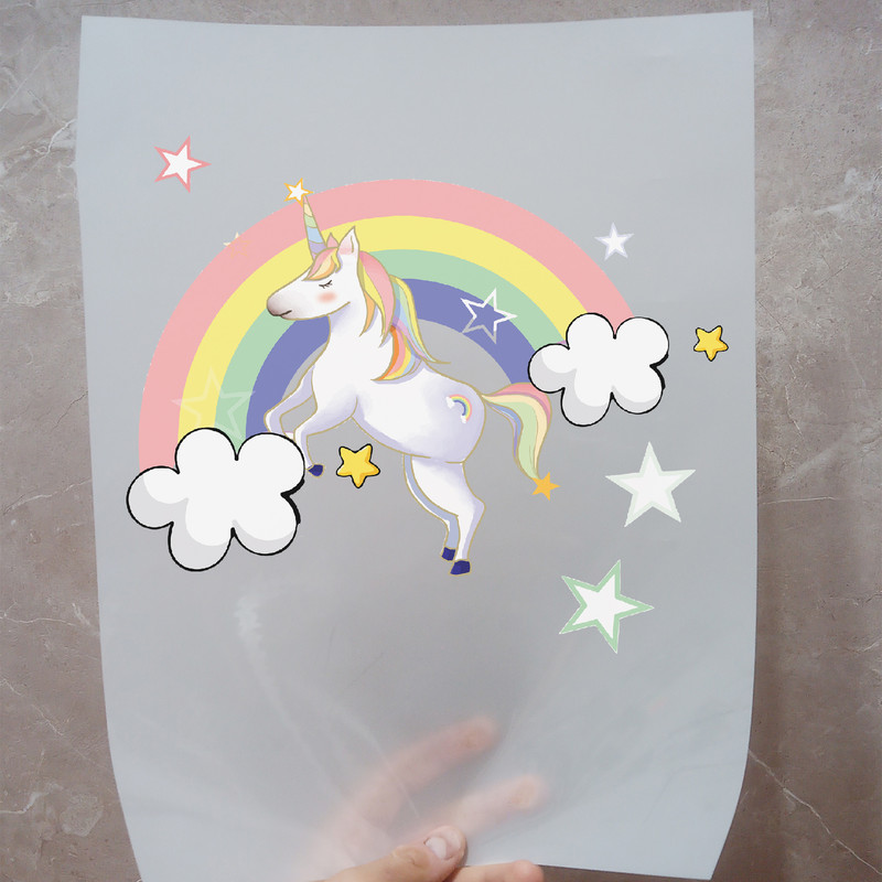 قیمت و خرید استیکر پارچه و لباس مدل dtf طرح یونیکورن کد H15.727 مجموعه 4 عددی