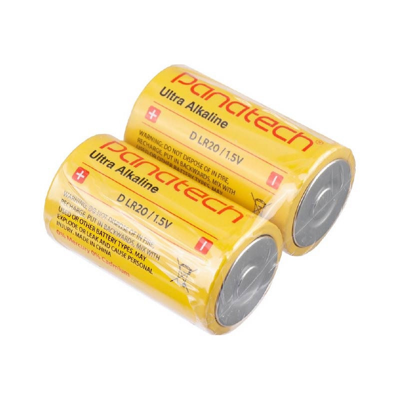 قیمت و خرید باتری D پاناتک مدل Ultra Alkaline LR20D شیرینگ بسته دو عددی