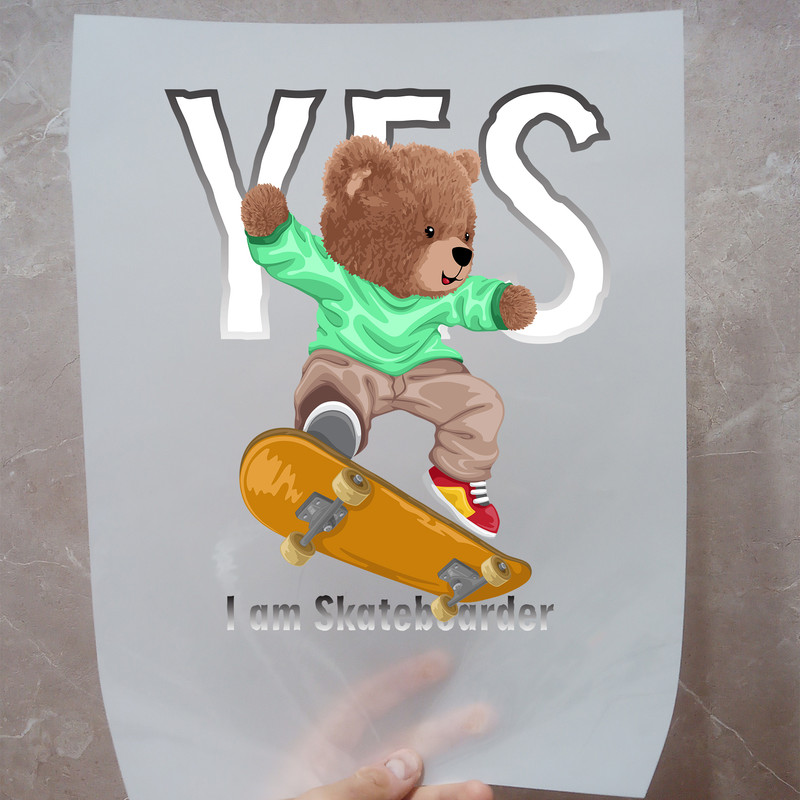 قیمت و خرید استیکر پارچه و لباس مدل dtf طرح تدی کد H15.35 مجموعه 4 عددی