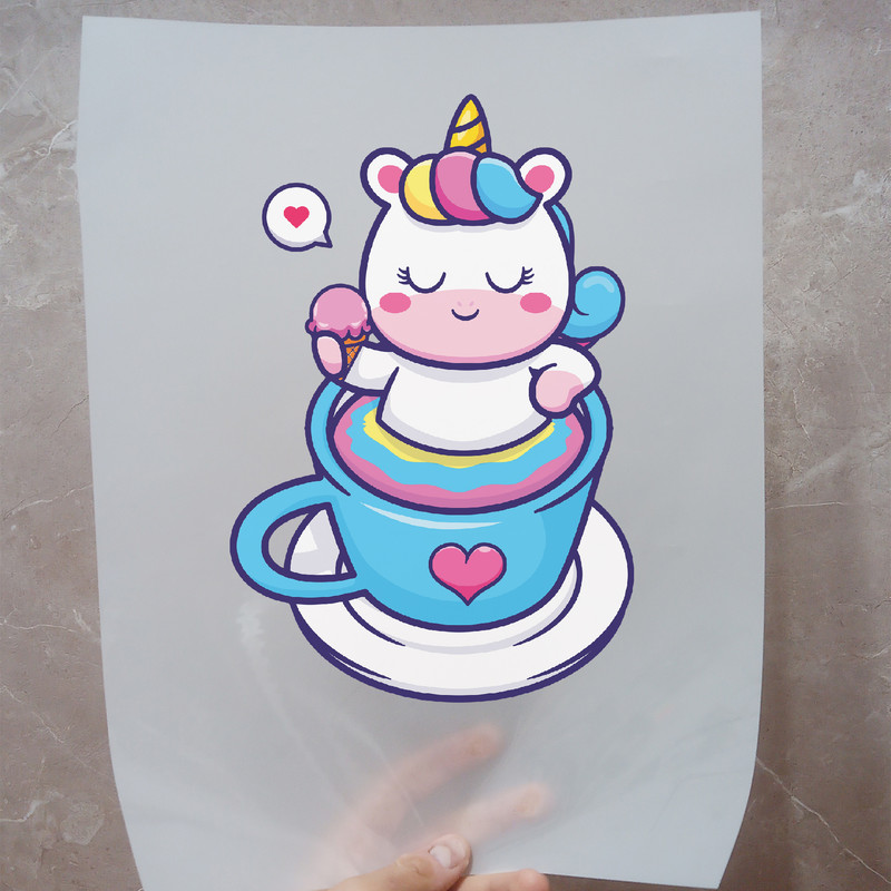 قیمت و خرید استیکر پارچه و لباس مدل dtf طرح یونیکورن کد H15.640 مجموعه 4 عددی