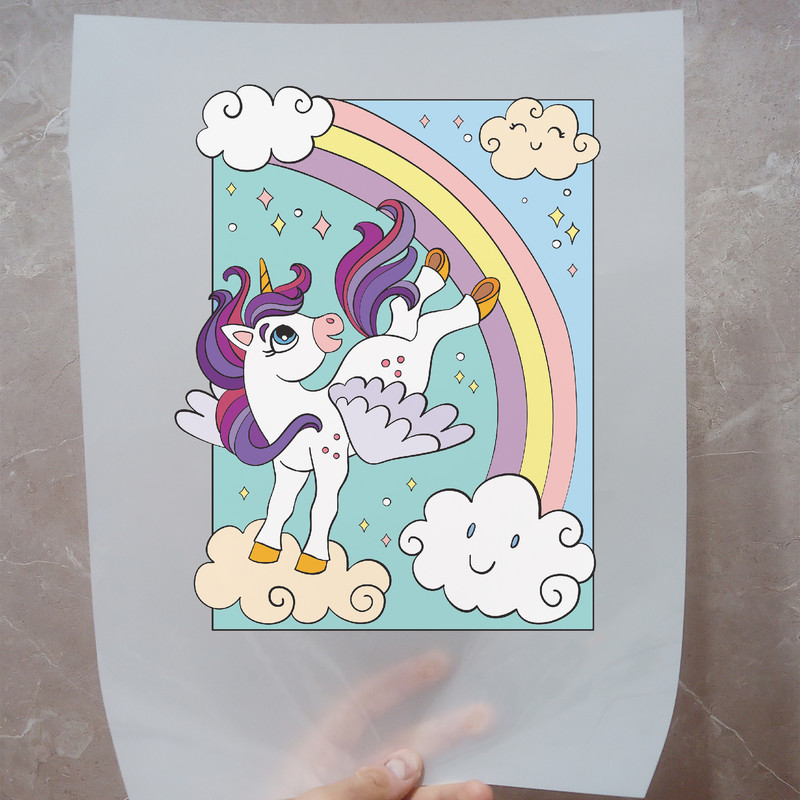 قیمت و خرید استیکر پارچه و لباس مدل dtf طرح یونیکورن کد H15.235 مجموعه 4 عددی