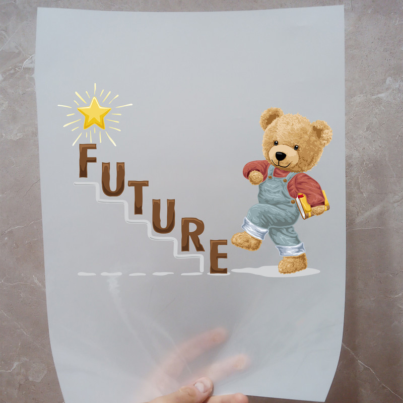 قیمت و خرید استیکر پارچه و لباس مدل dtf طرح تدی کد H20.4 مجموعه 3 عددی