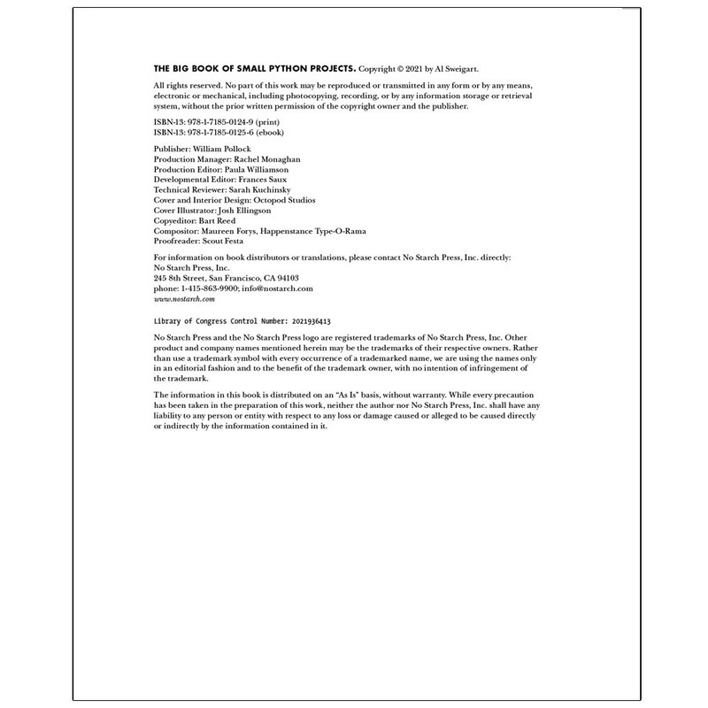 قیمت و خرید کتاب THE BIG BOOK OF SMALL PYTHON PROJECTS اثر Al Sweigart ...