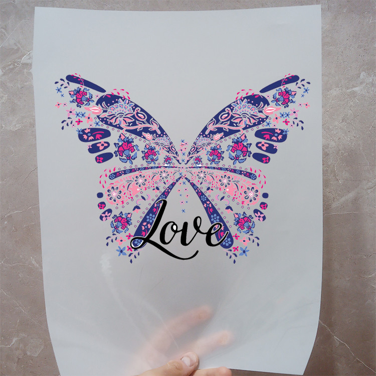 قیمت و خرید استیکر پارچه و لباس مدل دی تی اف طرح پروانه گل کد H20.206 مجموعه 3 عددی