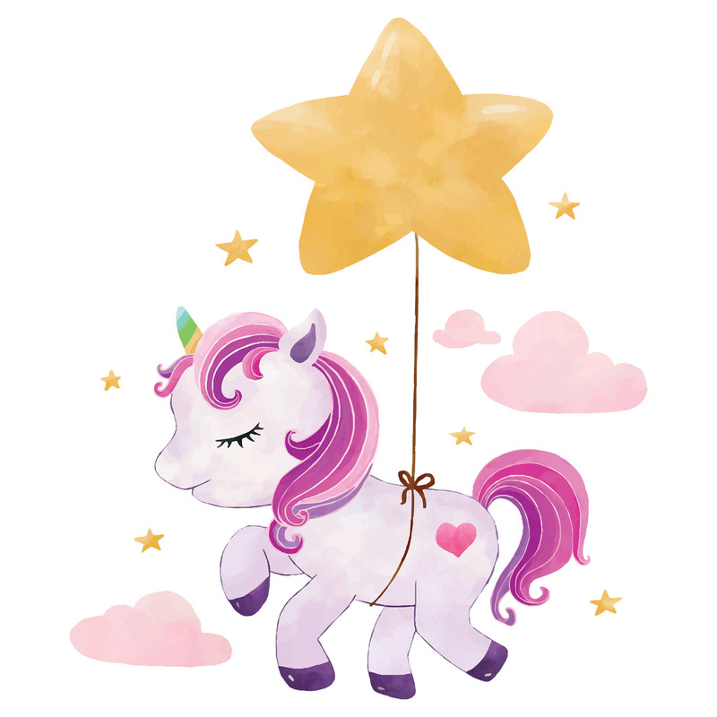 قیمت و خرید استیکر پارچه و لباس مدل dtf طرح یونیکورن کد H15.478 مجموعه 4 عددی