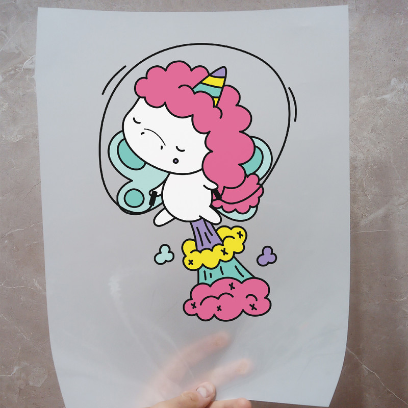 قیمت و خرید استیکر پارچه و لباس مدل dtf طرح یونیکورن کد H15.597 مجموعه 4 عددی