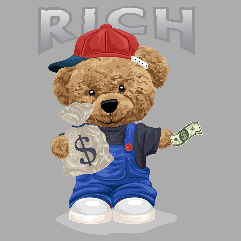 قیمت و خرید استیکر پارچه و لباس مدل dtf طرح تدی کد H15.19 مجموعه 4 عددی