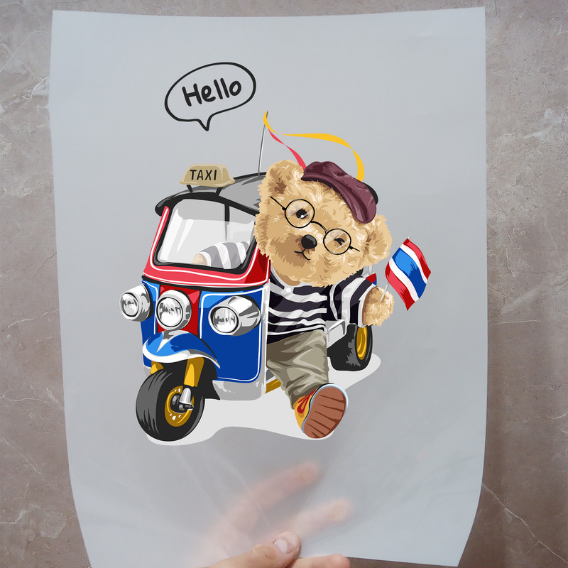 قیمت و خرید استیکر پارچه و لباس مدل dtf طرح تدی کد H20.190 مجموعه 3 عددی