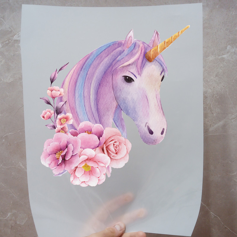 قیمت و خرید استیکر پارچه و لباس مدل dtf طرح یونیکورن کد H15.137 مجموعه 4 عددی