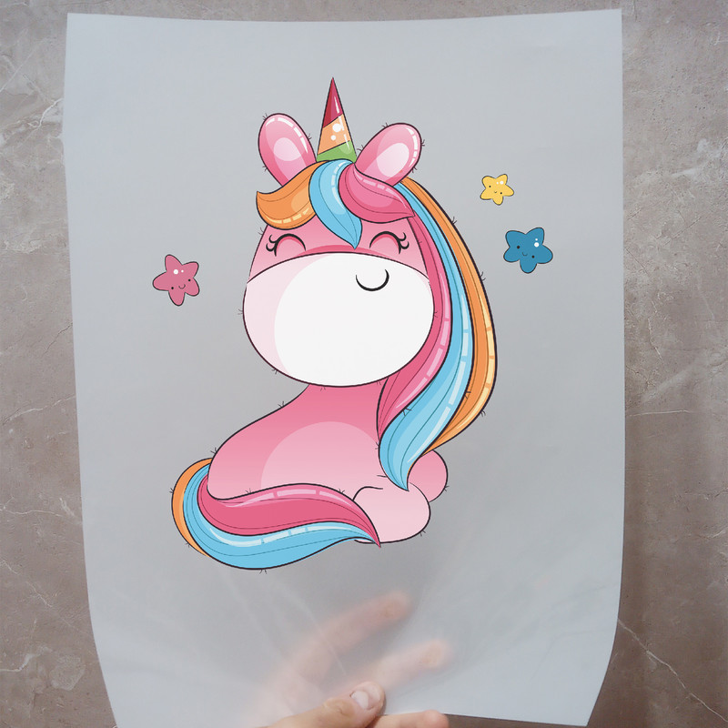 قیمت و خرید استیکر پارچه و لباس مدل dtf طرح یونیکورن کد H15.447 مجموعه 4 عددی