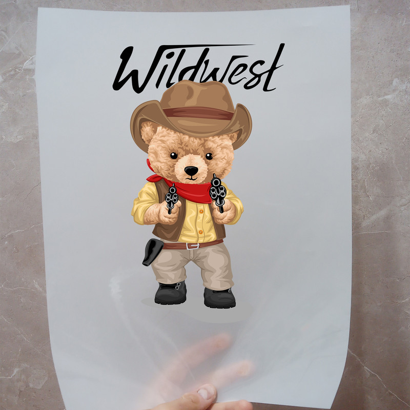 قیمت و خرید استیکر پارچه و لباس مدل dtf طرح تدی کد H15.84 مجموعه 12 عددی