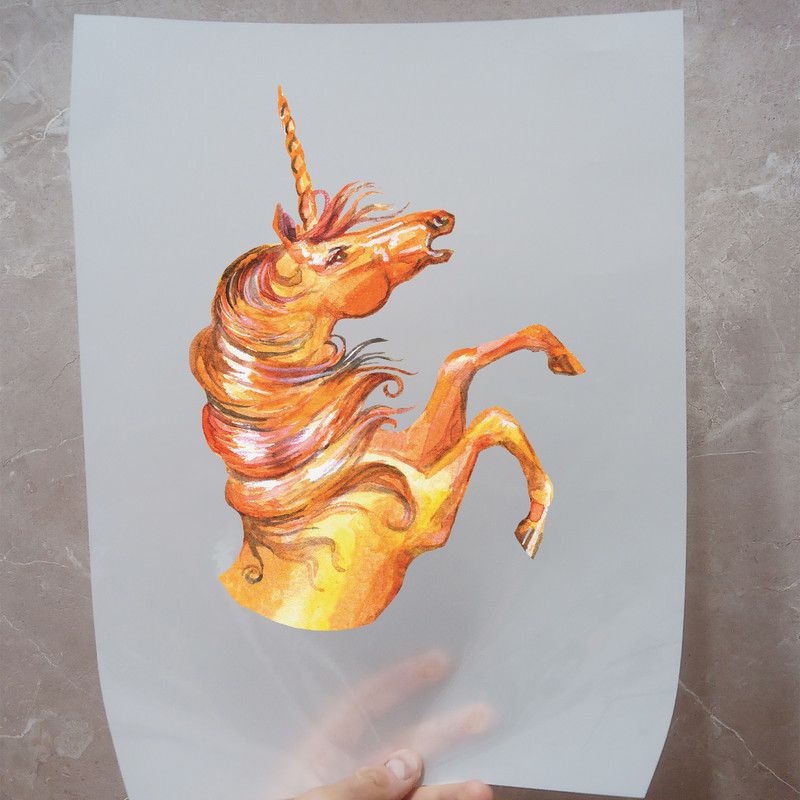 قیمت و خرید استیکر پارچه و لباس مدل dtf طرح یونیکورن کد H15.153 مجموعه 4 عددی