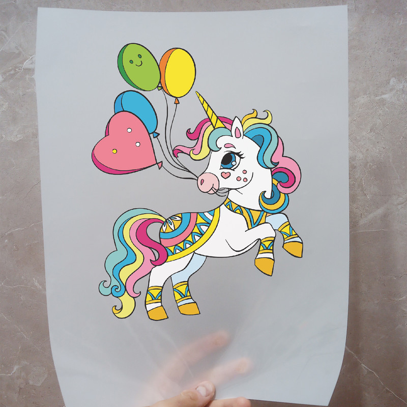 قیمت و خرید استیکر پارچه و لباس مدل dtf طرح یونیکورن کد H15.680 مجموعه 4 عددی