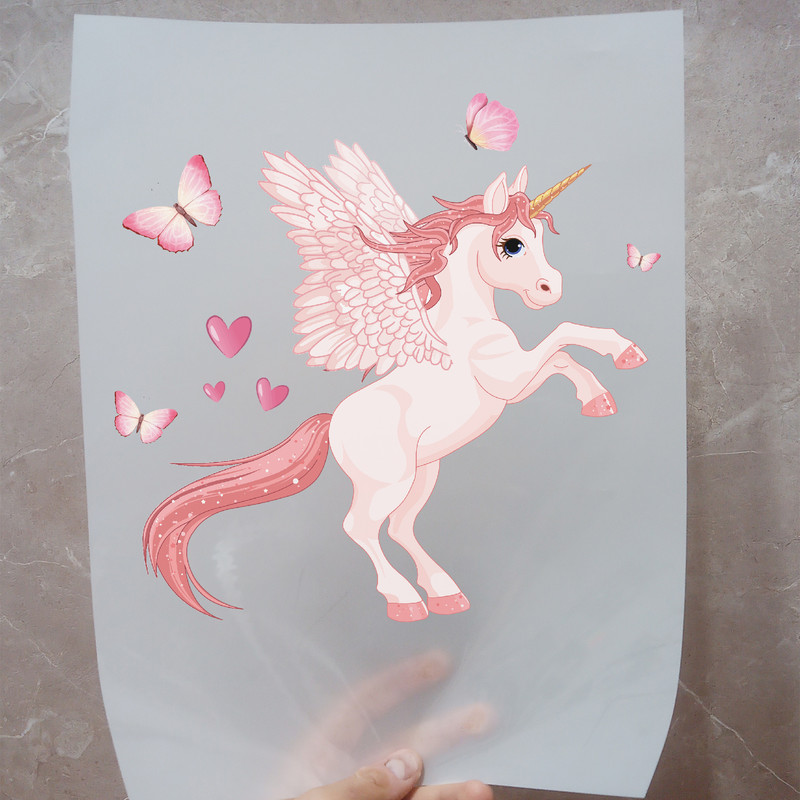 قیمت و خرید استیکر پارچه و لباس مدل dtf طرح یونیکورن کد H15.134 مجموعه 4 عددی