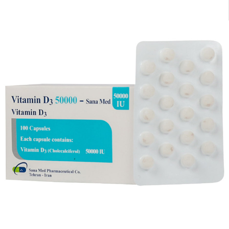 قیمت و خرید کپسول ویتامین D3 50000 واحد ثنامد بسته 100 عددی