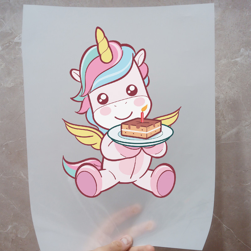 قیمت و خرید استیکر پارچه و لباس مدل dtf طرح یونیکورن کد H15.748 مجموعه 4 عددی