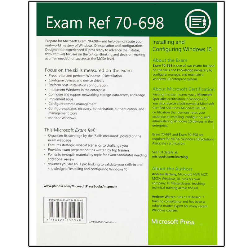 قیمت و خرید کتاب Exam Ref 70-698 Installing and Configuring Windows 10 ...