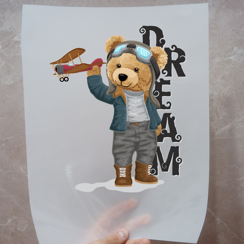 قیمت و خرید استیکر پارچه و لباس مدل dtf طرح تدی کد H20.6 مجموعه 3 عددی