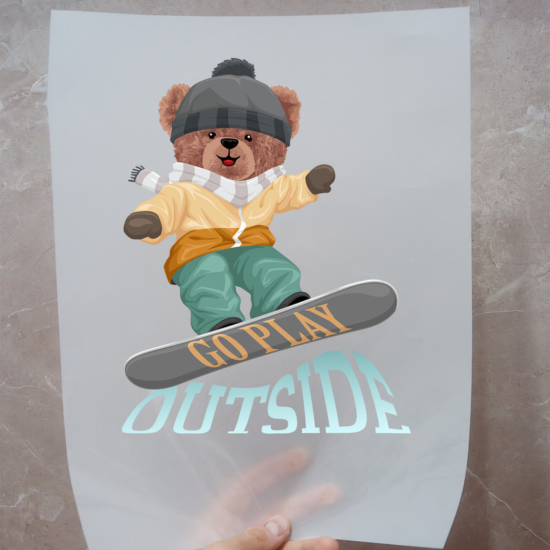 قیمت و خرید استیکر پارچه و لباس مدل dtf طرح تدی کد H20.36 مجموعه 3 عددی