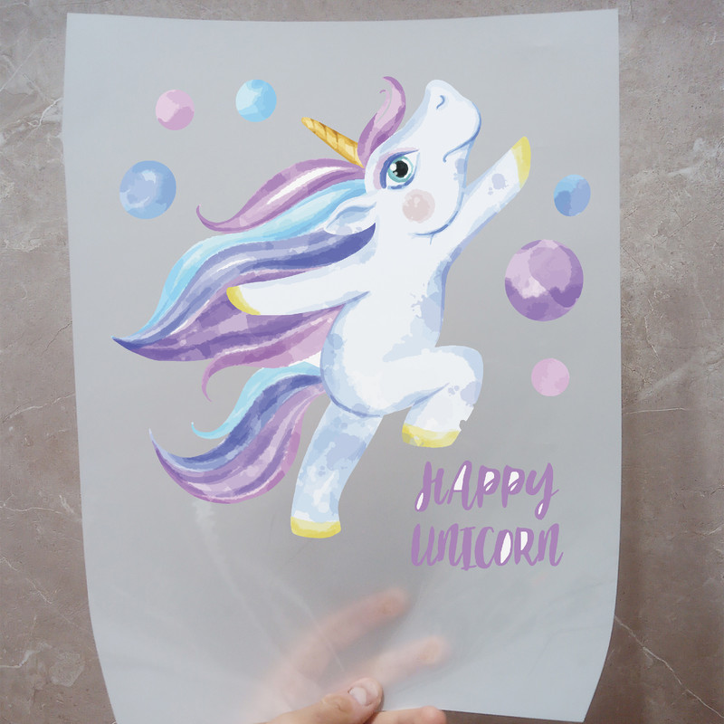 قیمت و خرید استیکر پارچه و لباس مدل dtf طرح یونیکورن کد H15.476 مجموعه 4 عددی