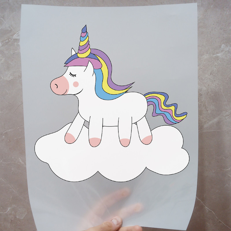 قیمت و خرید استیکر پارچه و لباس مدل dtf طرح یونیکورن کد H15.811 مجموعه 4 عددی