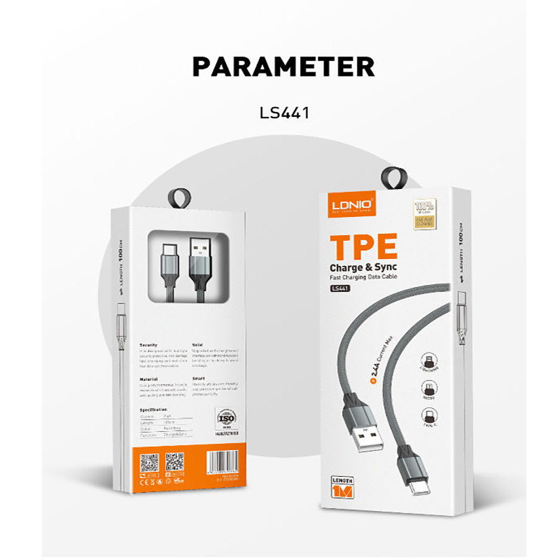 قیمت و خرید کابل تبدیل Usb به Usb C الدینیو مدل Ls441 طول 1 متر