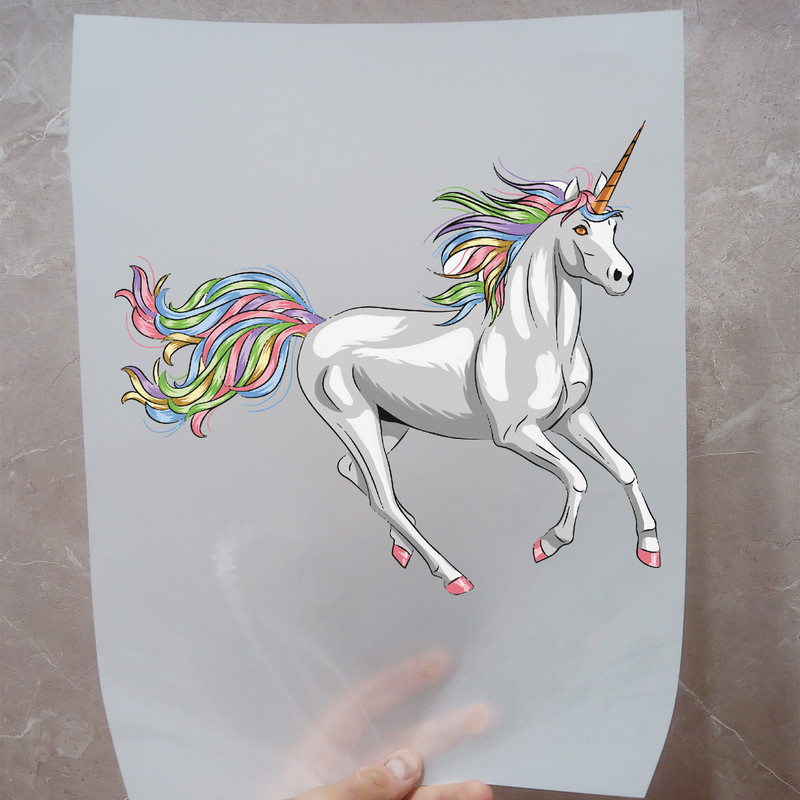 قیمت و خرید استیکر پارچه و لباس مدل dtf طرح یونیکورن کد H15.282 مجموعه 4 عددی