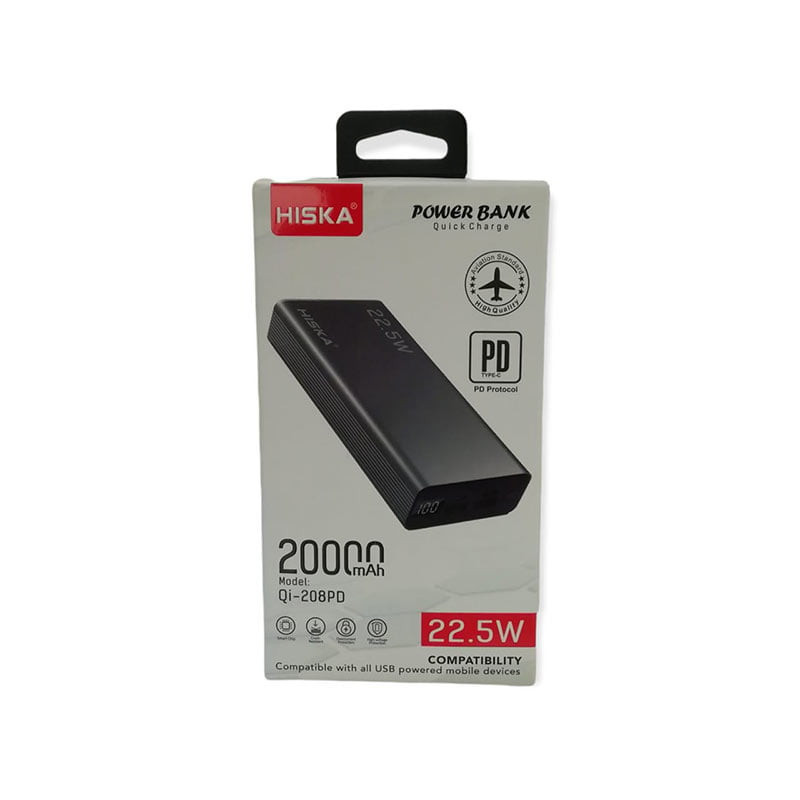 قیمت و خرید پاوربانک هیسکا مدل QI-208PD ظرفیت 20000 میلی آمپر ساعت