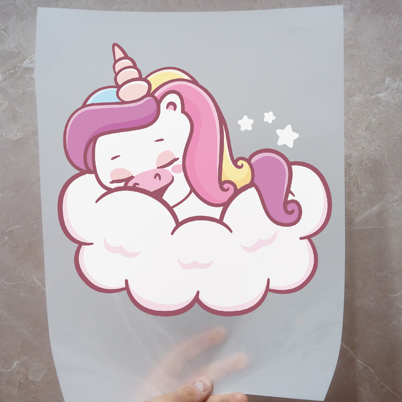 قیمت و خرید استیکر پارچه و لباس مدل dtf طرح یونیکورن کد H15.994 مجموعه 4 عددی