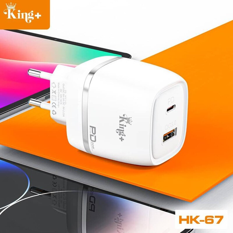 قیمت و خرید شارژر دیواری 20 وات کینگ مدل HK-67