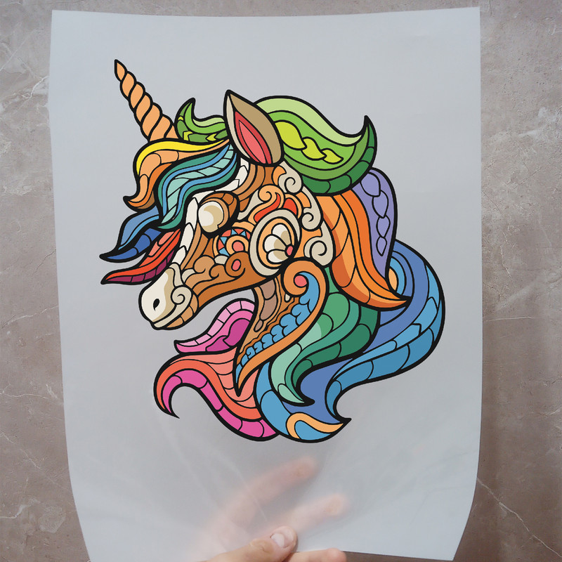 قیمت و خرید استیکر پارچه و لباس مدل dtf طرح یونیکورن کد H15.423 مجموعه 4 عددی