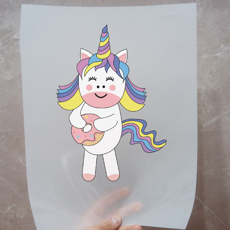 قیمت و خرید استیکر پارچه و لباس مدل dtf طرح یونیکورن کد H15.814 مجموعه 4 عددی