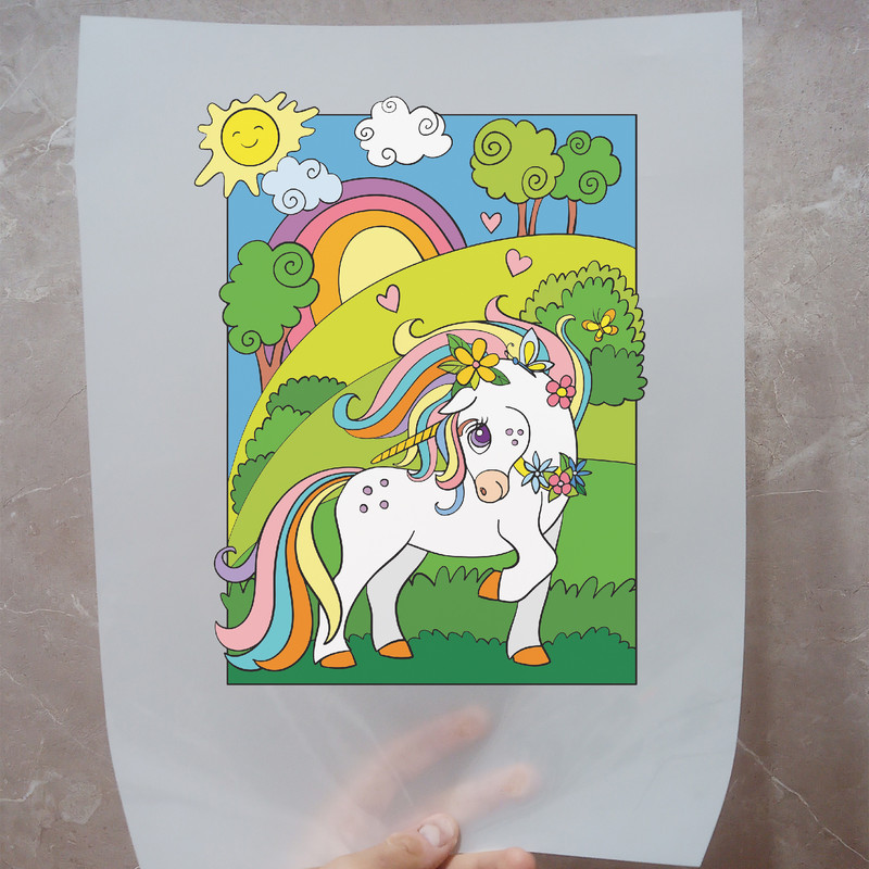 قیمت و خرید استیکر پارچه و لباس مدل dtf طرح یونیکورن کد H15.214 مجموعه 4 عددی