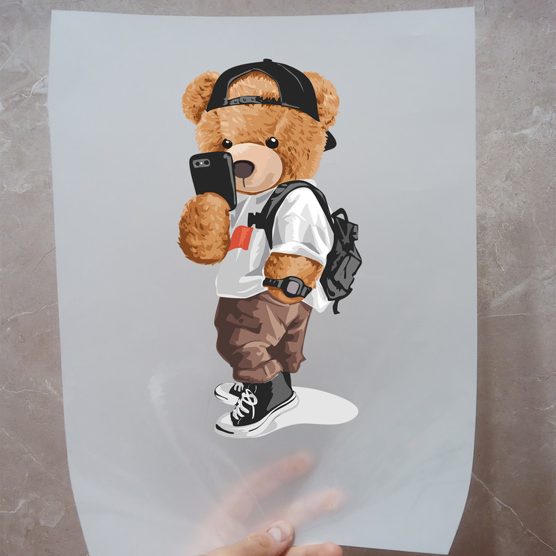 قیمت و خرید استیکر پارچه و لباس مدل dtf طرح تدی کد H15.157 مجموعه 4 عددی