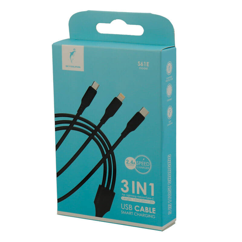 قیمت و خرید کابل تبدیل Usb به لایتنینگ Microusb Usb C اسکای دلفین مدل