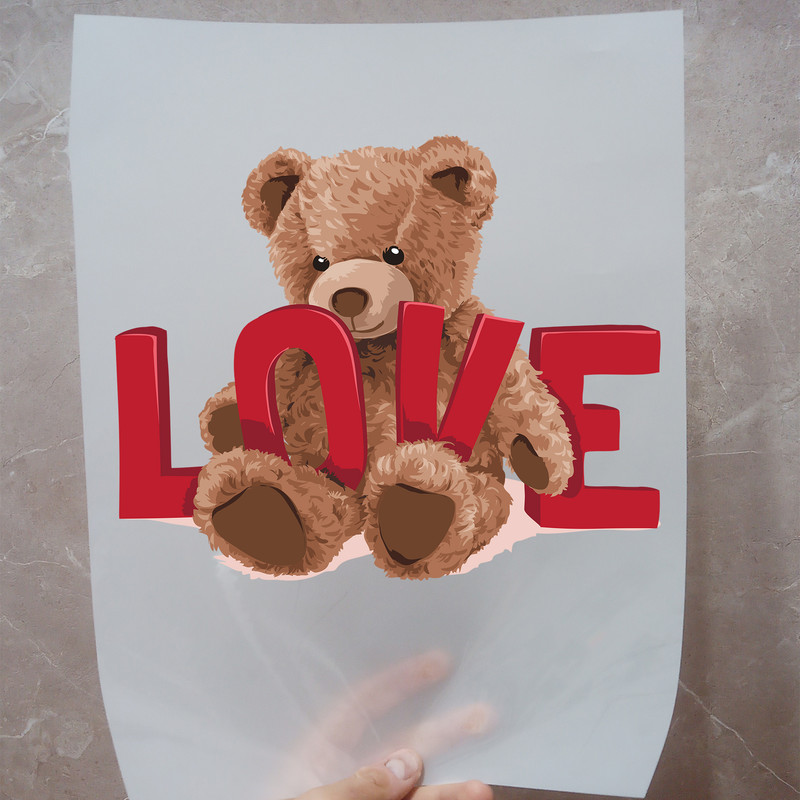 قیمت و خرید استیکر پارچه و لباس مدل dtf طرح تدی کد H20.109 مجموعه 3 عددی