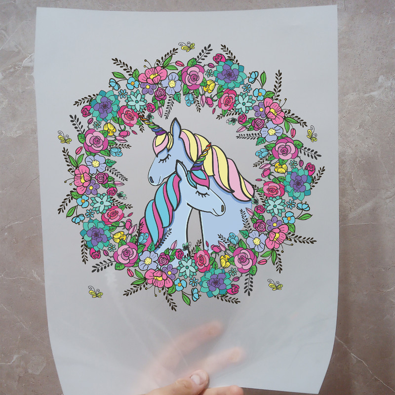 قیمت و خرید استیکر پارچه و لباس مدل dtf طرح یونیکورن کد H20.454 مجموعه 6 عددی